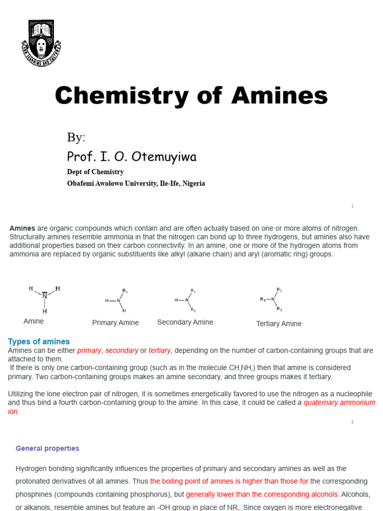 Amines Lecture Note | PDF | Amine | Amide