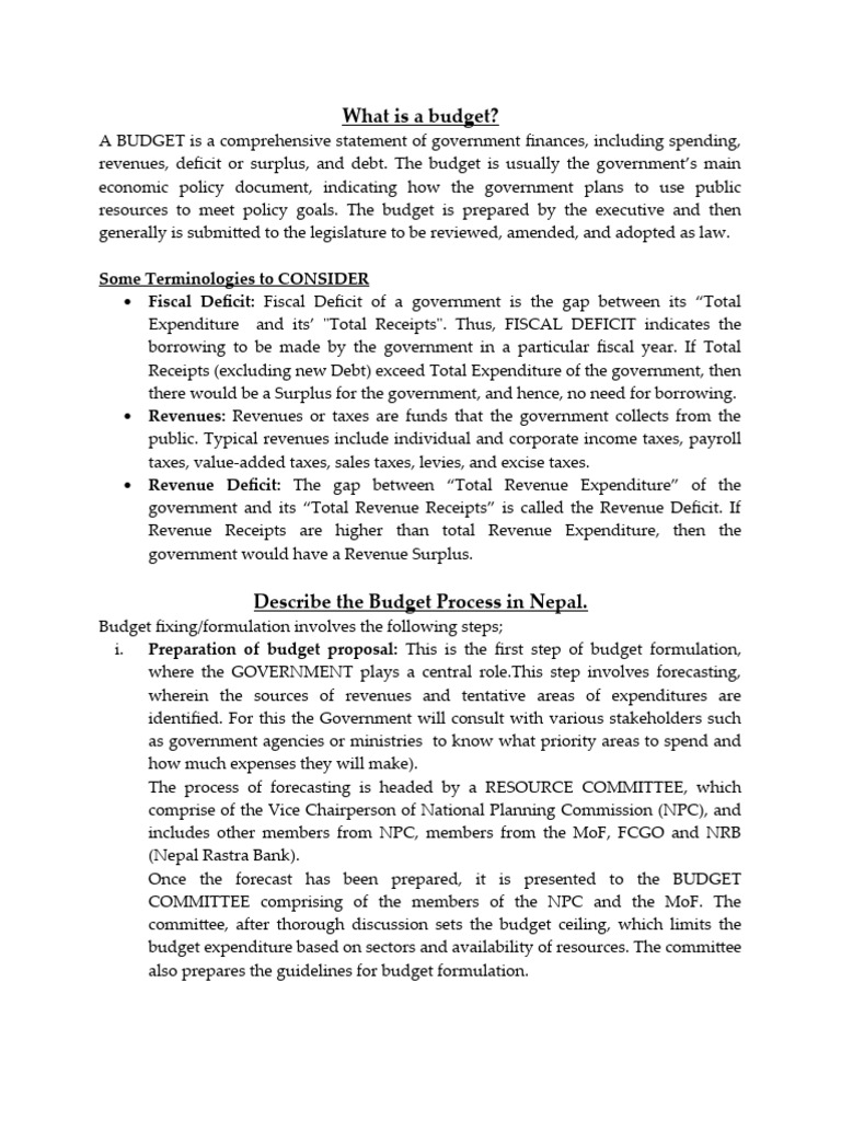 Steps of Budget Process in Nepal | PDF | Budget | Government Budget Balance