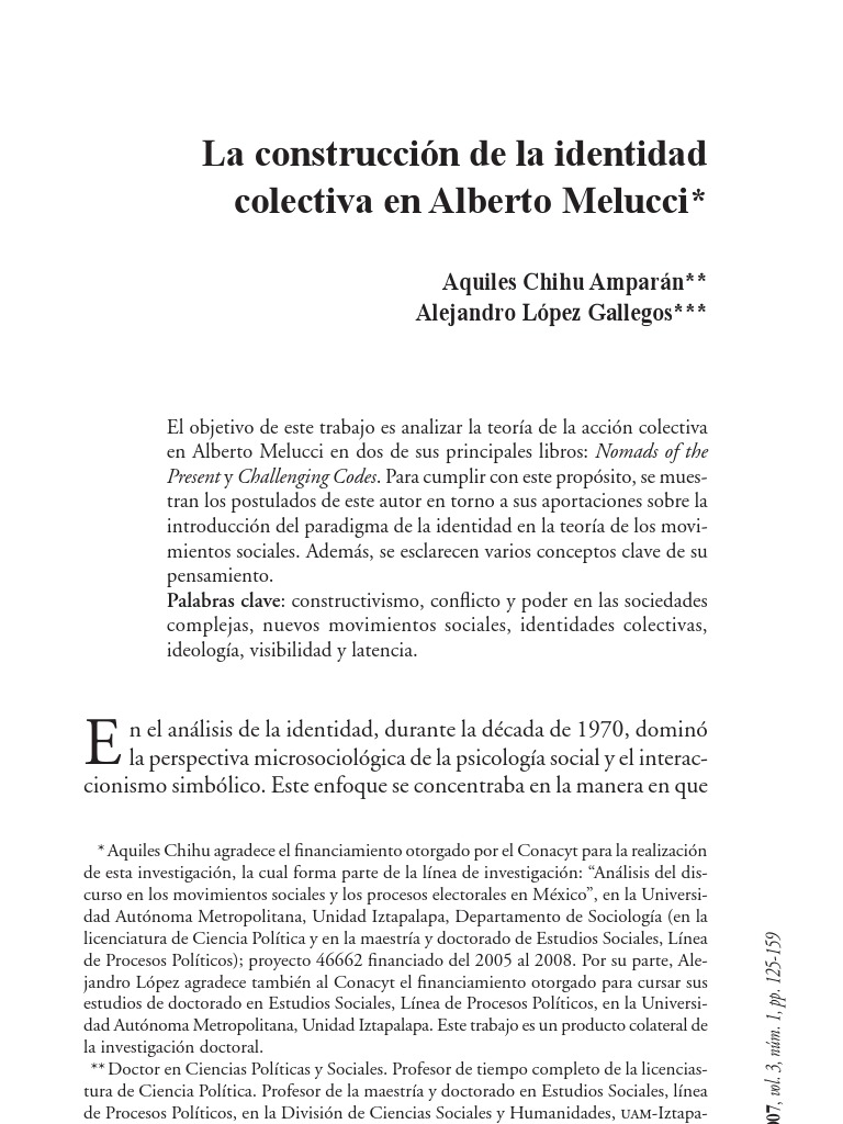 Melucci | PDF | marxismo | Movimientos sociales