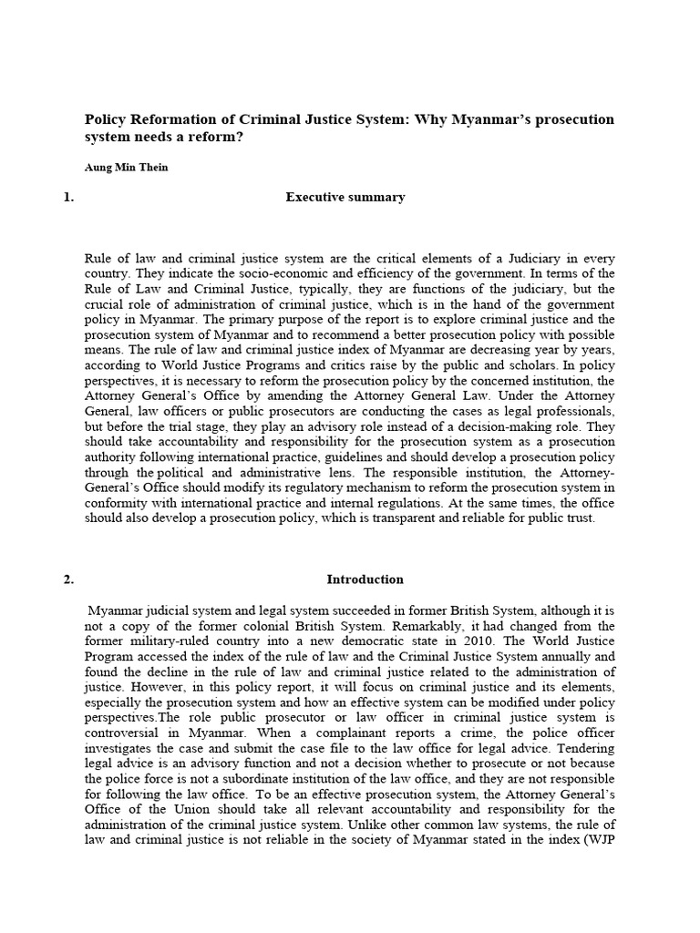 Policy Reformation of Criminal Justice System | PDF | Prosecutor ...