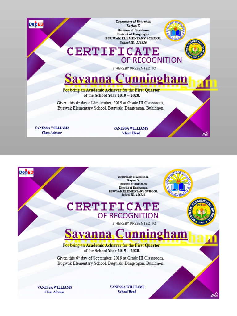 Certificate Lay Out (Editable-Savanna Cunningham) | PDF