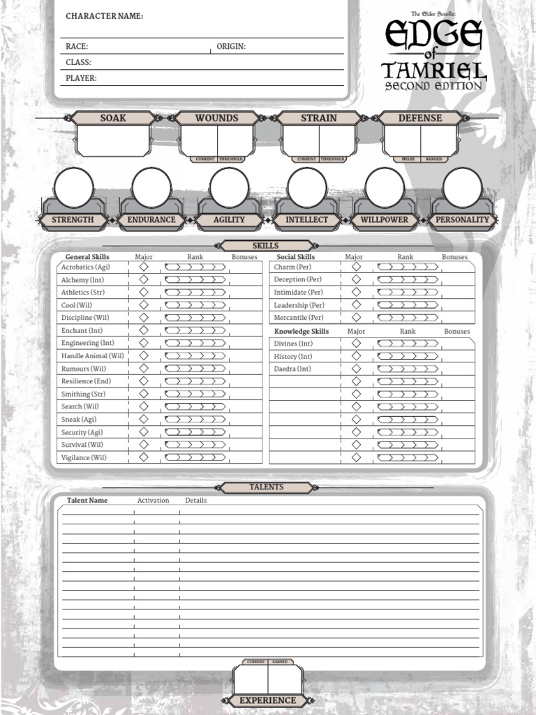 EoT2E Character Sheet v1 M | PDF | Role Playing Video Games | Role ...