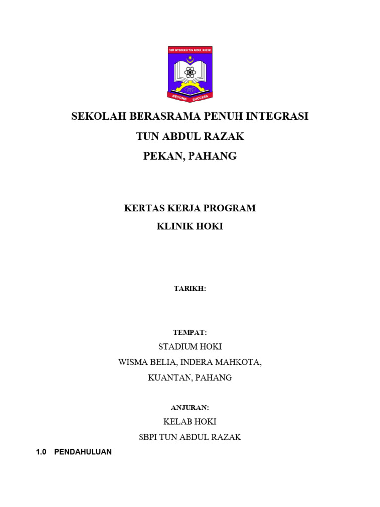 Kertas Kerja Klinik Hoki | PDF