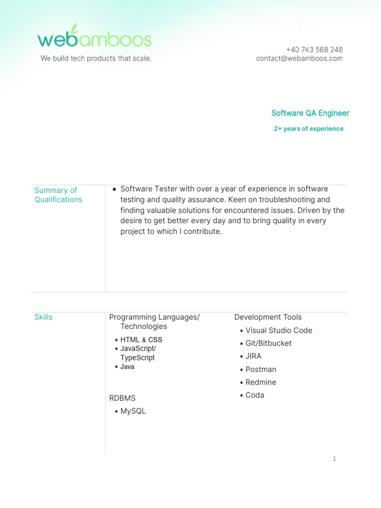 CV2 | PDF | Selenium (Software) | Software Development Process