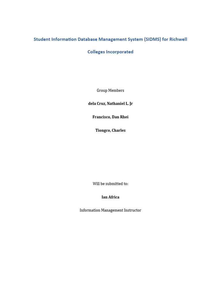 Student - Information - Database - Management - System - Documentation by Group DelaTiongCisco ...