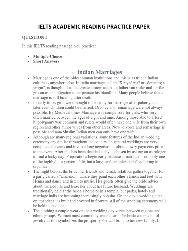 1627995862ielts Academic Reading Practice Paper 11 | PDF | Wedding ...