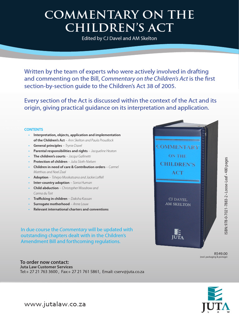 PVL1501-commentary Childrens Act Juta | PDF