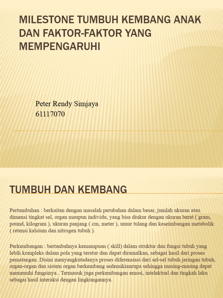 Milestone Tumbuh Kembang Anak | PDF