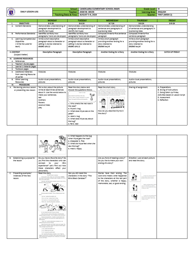 DLL - English 3 - Q1 - W2 | PDF | Reading Comprehension