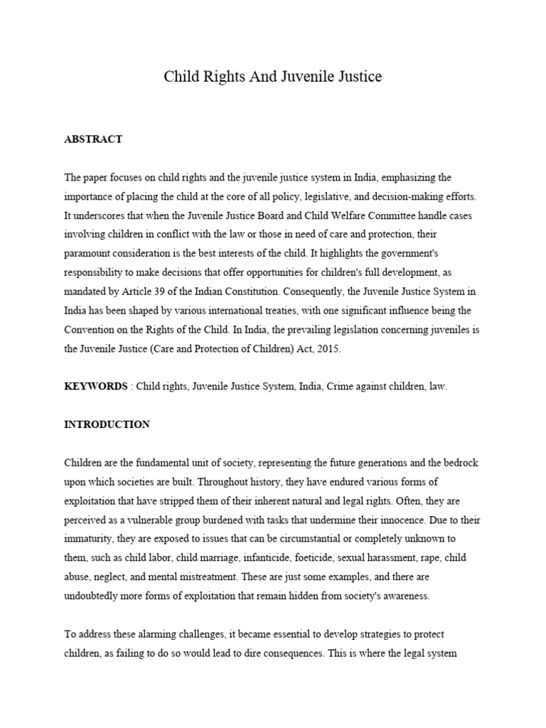 Child Rights and Juvenile Justice in India | PDF | Child Protection ...