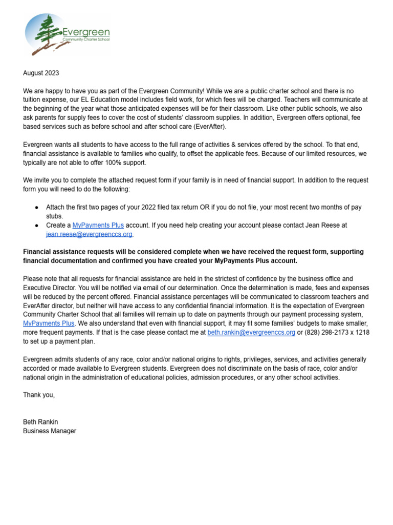 Financial Assistance Request Letter | PDF | Fee