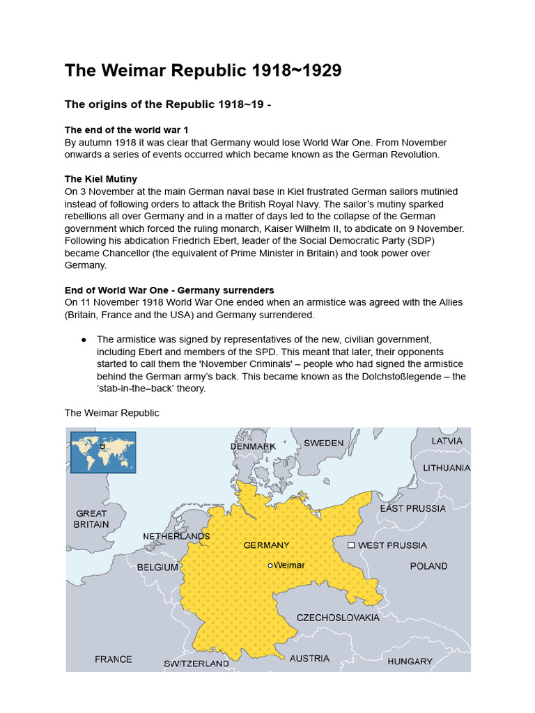 History - Depth Study Germany 1918_1945 | PDF | Nazi Party | Weimar ...