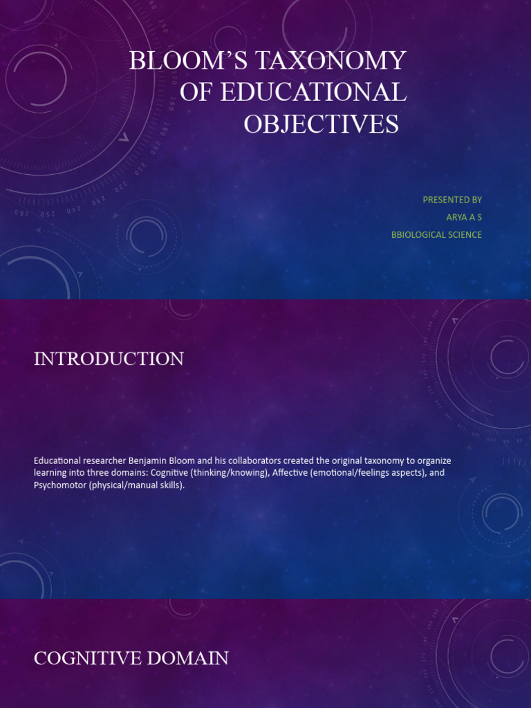Bloom's Taxonomy of Educational Objectives | PDF