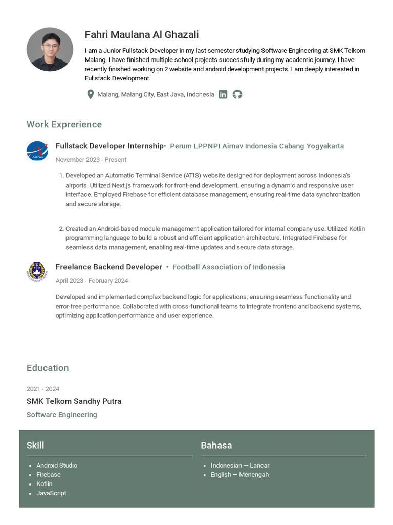 Fahri Maulana Al Ghazali - CV - Academy | PDF | Computers