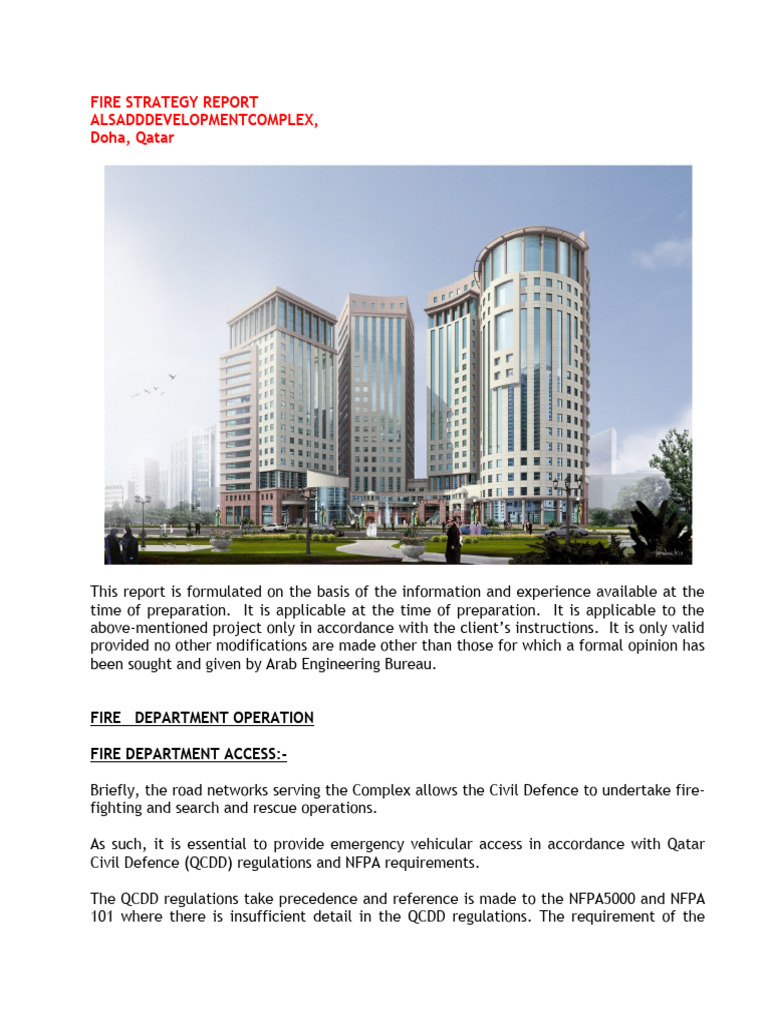 Al Sadd Complex-Fire Strategy Report-Rev-1 | PDF | Elevator | Fires