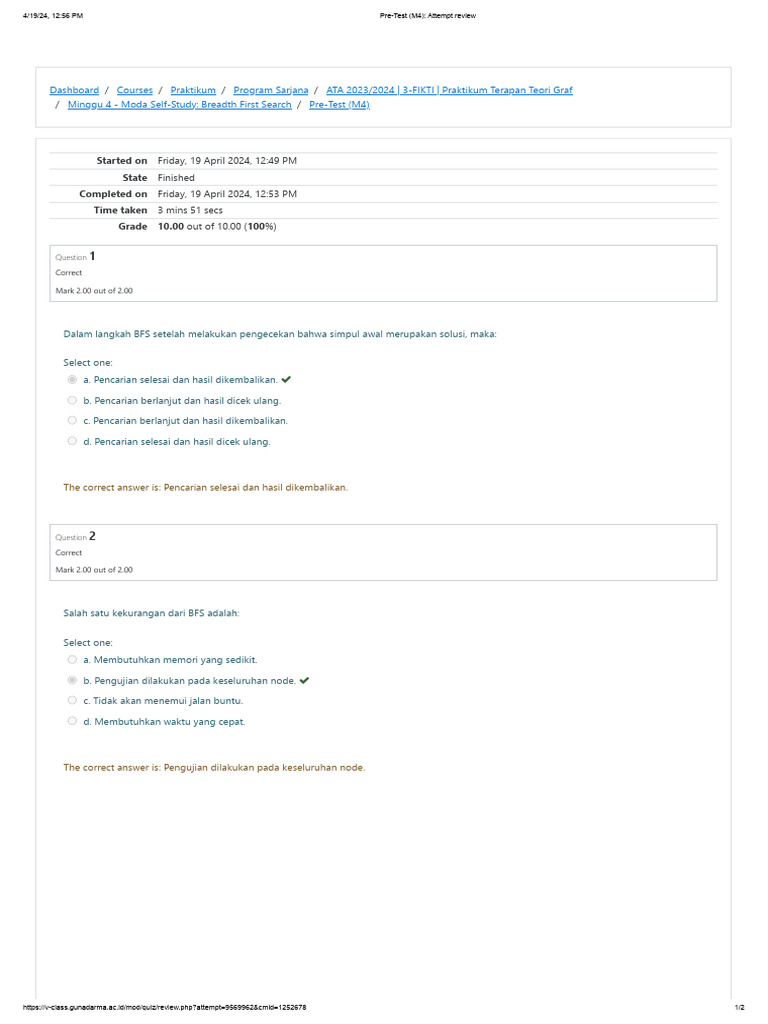 Pre-Test M4 Attempt Review | PDF