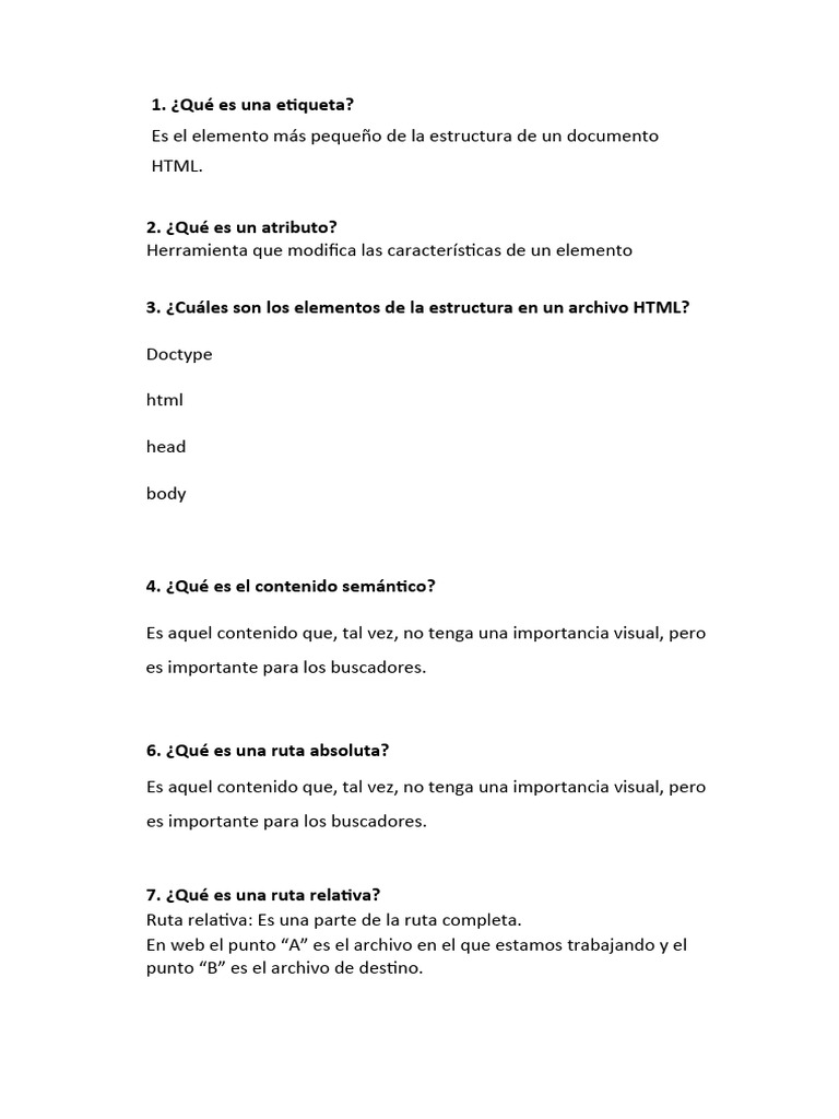 Cuestionario Tema 1 - HTML y CSS Básico | PDF | HTML | Desarrollo web
