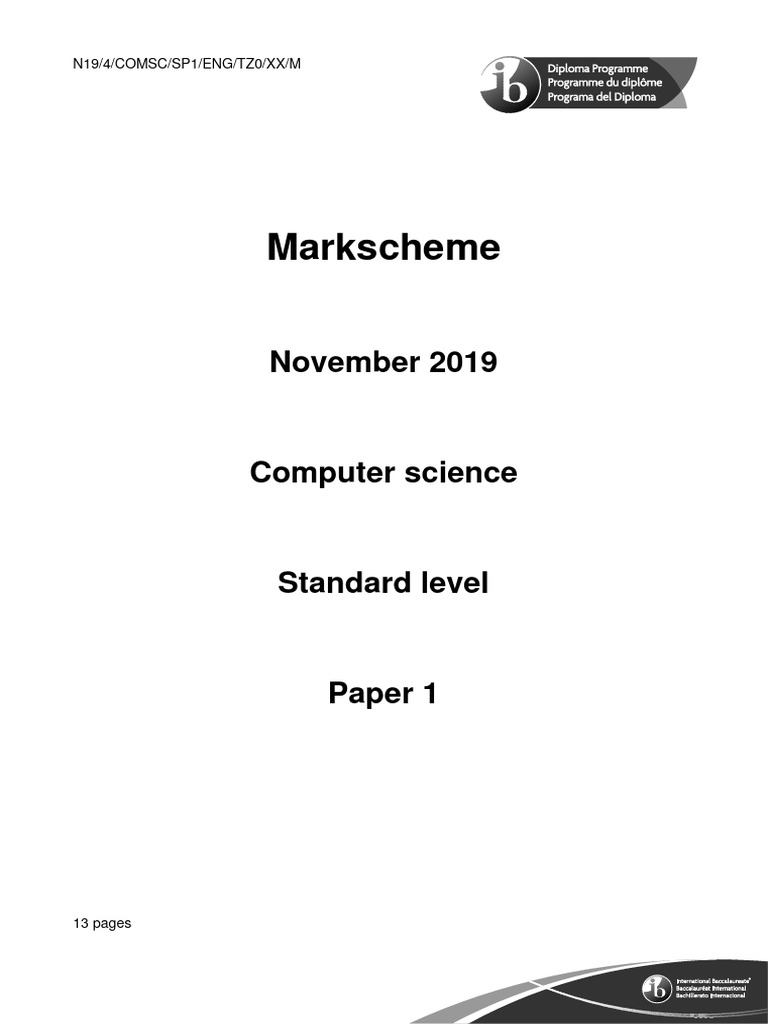 Computer Science Paper 1 SL Markscheme | PDF | Computer Data Storage | Central Processing Unit