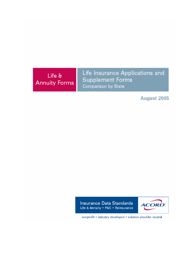 Life Insurance Application and Supplement Forms - Acord | PDF ...