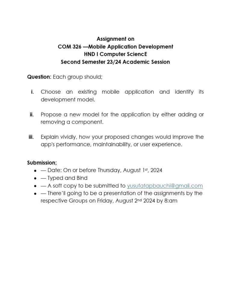 COM 326 Assignment Questions | PDF