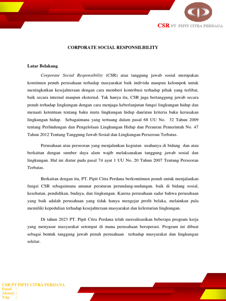 Laporan CSR .... Pembangunan Dermaga Sebawang 2 | PDF | Bisnis