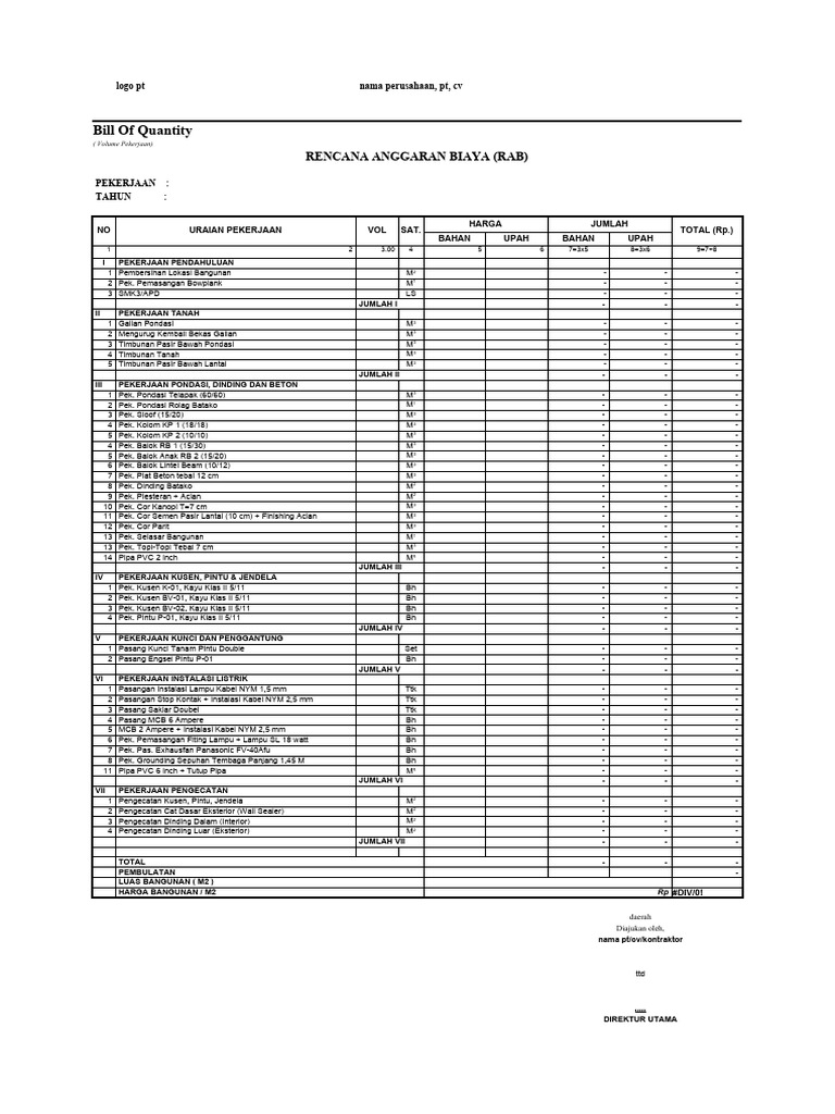 Format Penawaran (Boq) | PDF