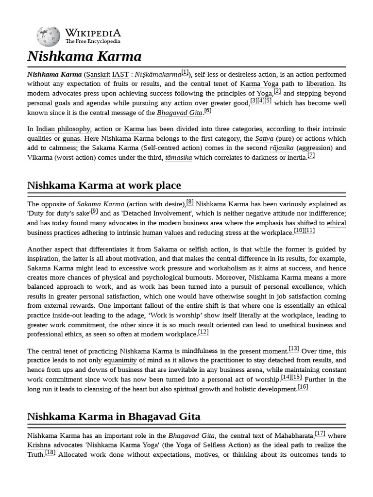Nishkama_Karma | PDF | Indian Philosophy | Hindu Philosophy