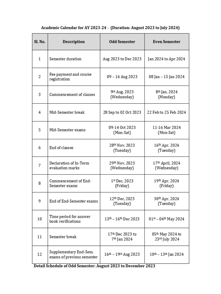 Academic Calendar AY 2023-24 Overview | PDF | Academic Term | Schools