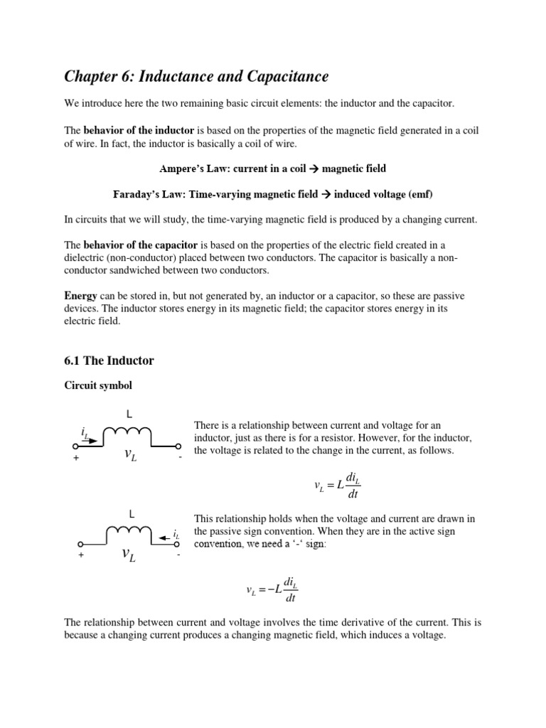 Chapter 6 Inductors and Capacitors | PDF | Inductor | Capacitor