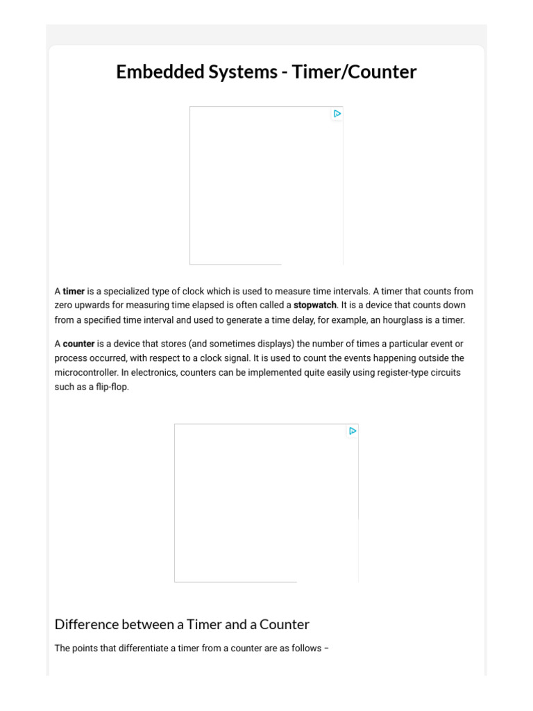 Embedded Systems - Timer - Counter | PDF | Classes Of Computers | Central Processing Unit