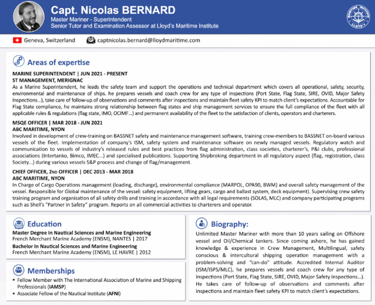Capt. Nicolas BERNARD | PDF
