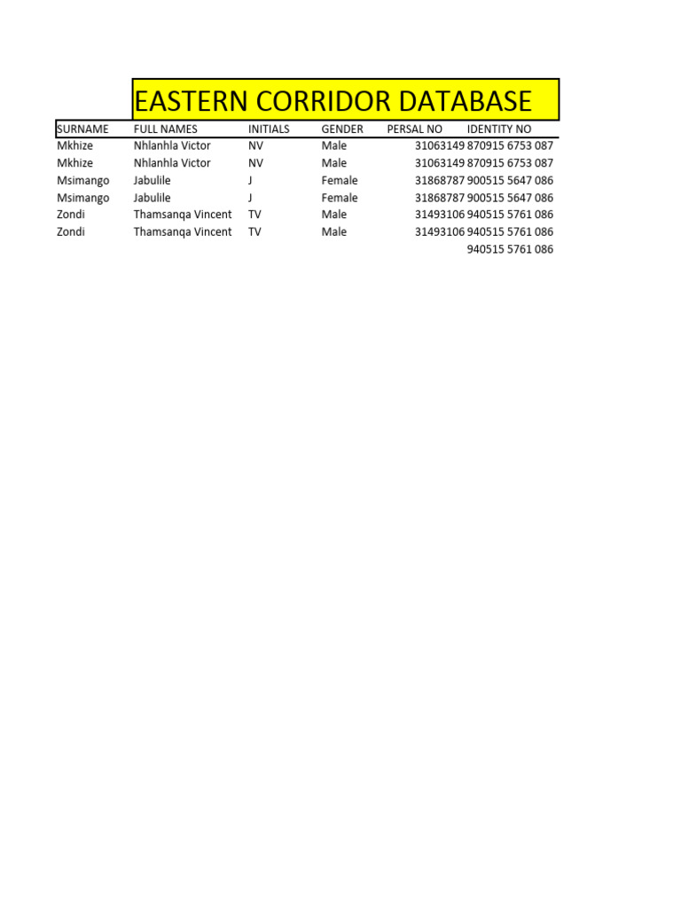 Eastern Corridor Database System | PDF