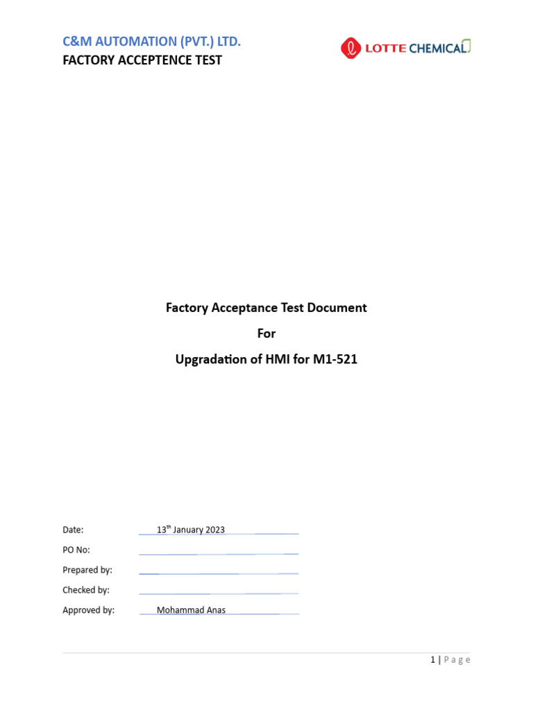 Factory Acceptance Test Document1 | PDF | Automation