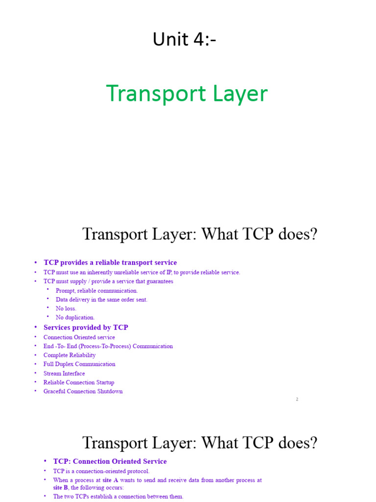Unit 4 Pdf Transmission Control Protocol Port Computer Networking
