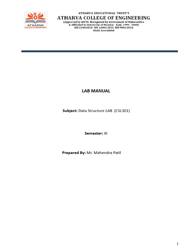Data Structure LAB Manual 2024-2025 | PDF | Computing | Software ...