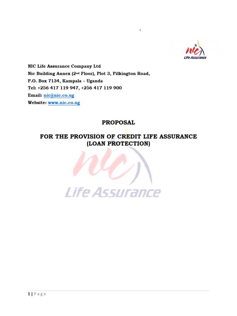 Credit Life Assurance Proposal | PDF | Life Insurance | Insurance