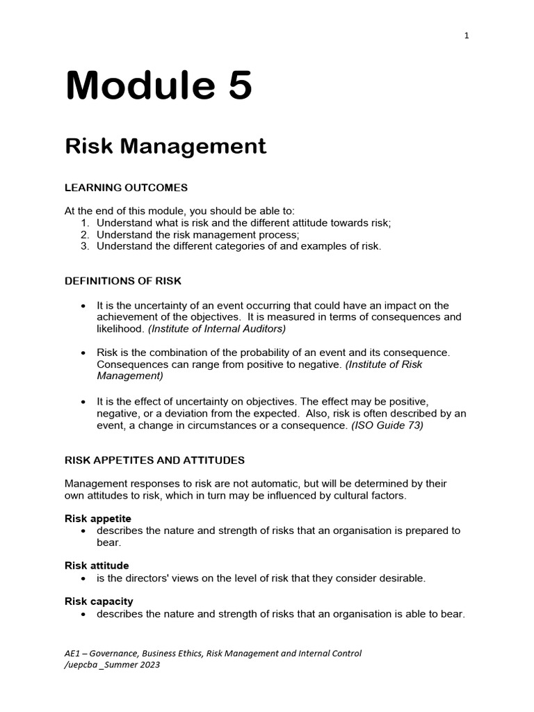 Module-5-Risk-Management | PDF | Risk | Financial Risk