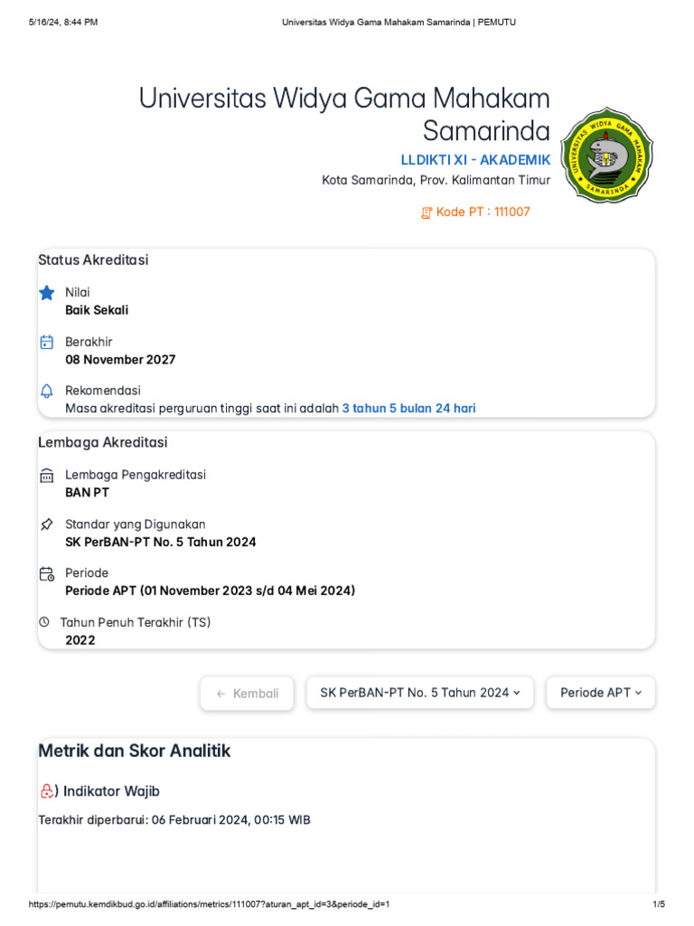 Universitas Widya Gama Mahakam Samarinda - PEMUTU | PDF