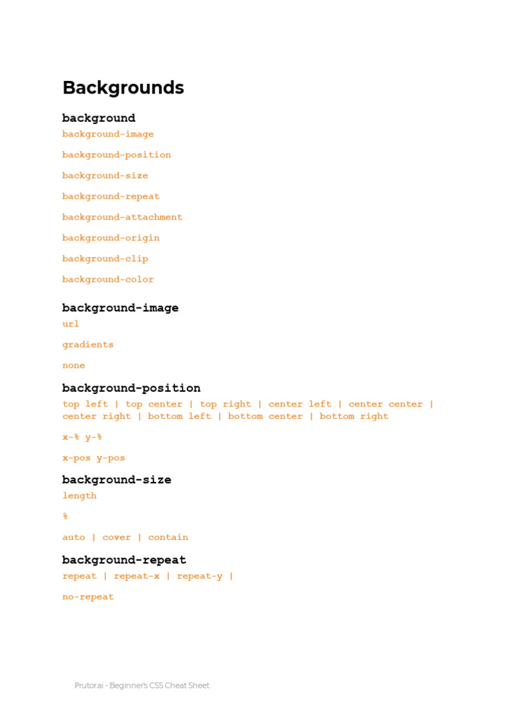 Beginner's CSS Cheat Sheet Guide | PDF | Typefaces | Graphic Design