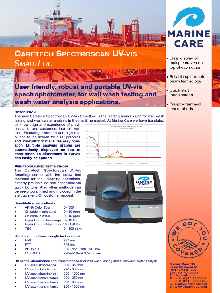 Leaflet Caretech Spectrophotometer UV Vis SmartLog | PDF | Optics | Electromagnetic Radiation
