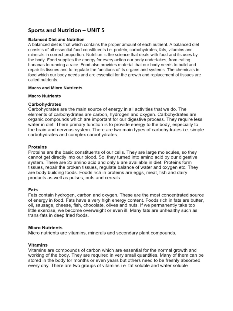 Sports and Nutrition | PDF | Diet & Nutrition | Nutrition