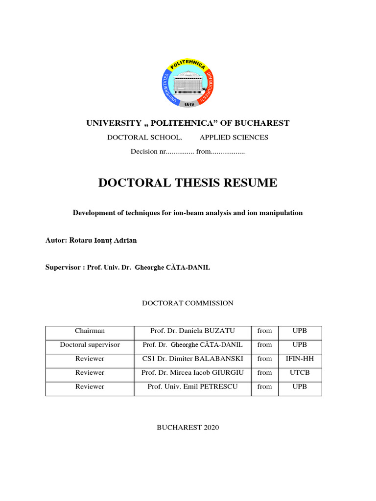 Rezumat Teza en Rotaru | PDF | Particle Accelerator | Isotope