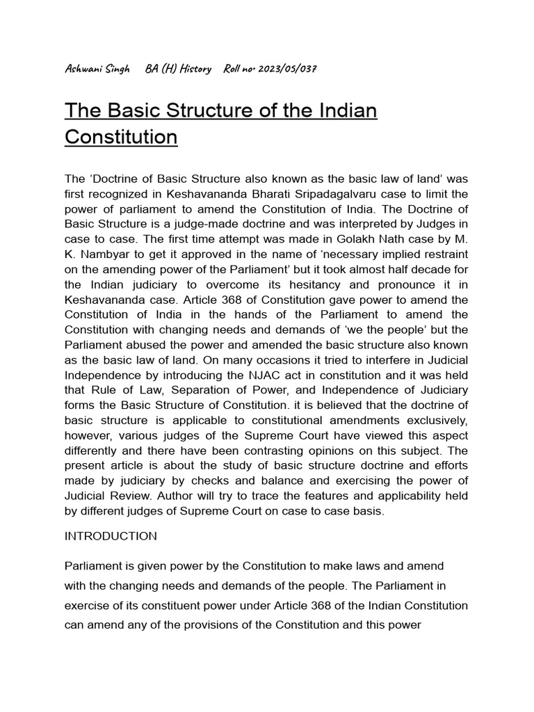 The basic structure of the indian Constitution | PDF | Constitution ...