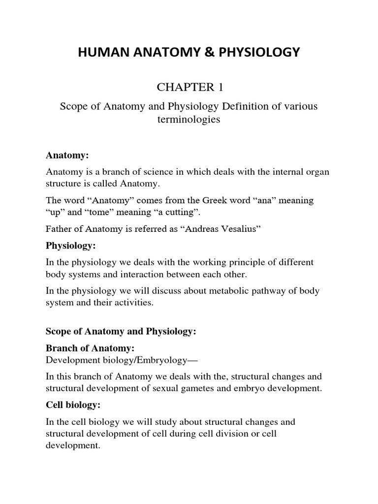 Hap Chapter 1 Note | PDF | Anatomical Terms Of Location | Anatomy