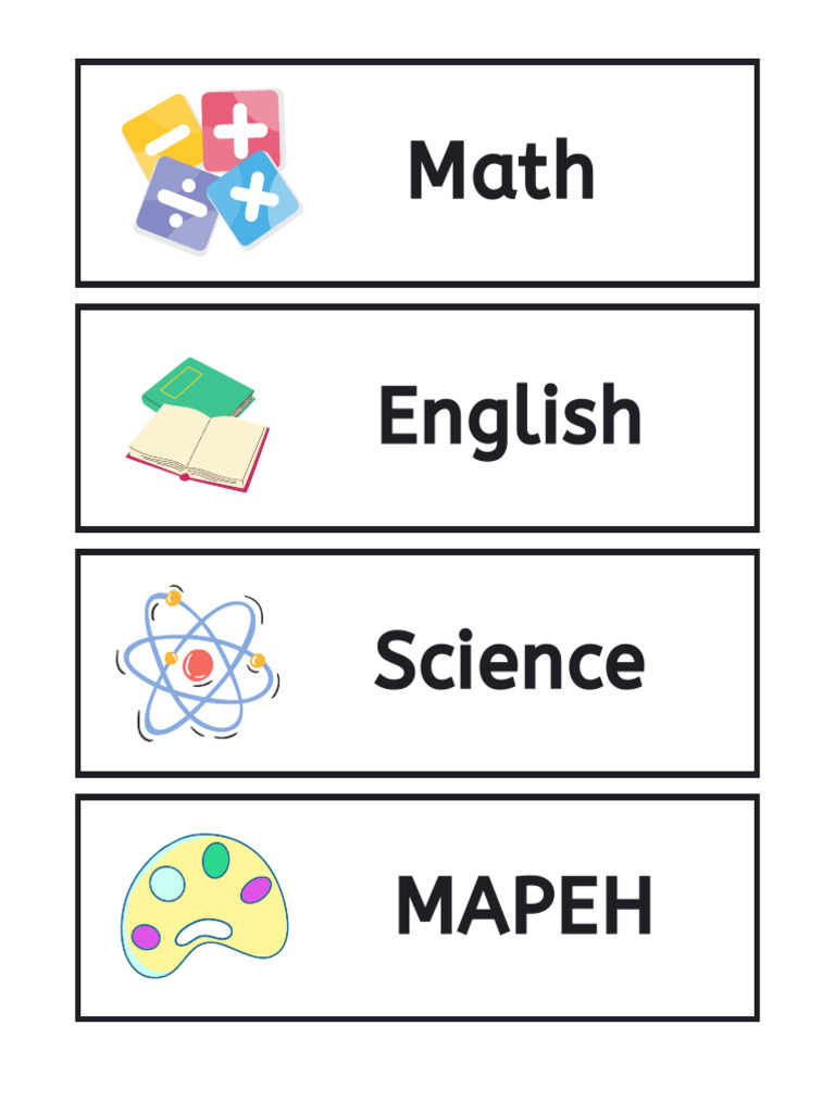 Simple Illustrative Subject Labels | PDF