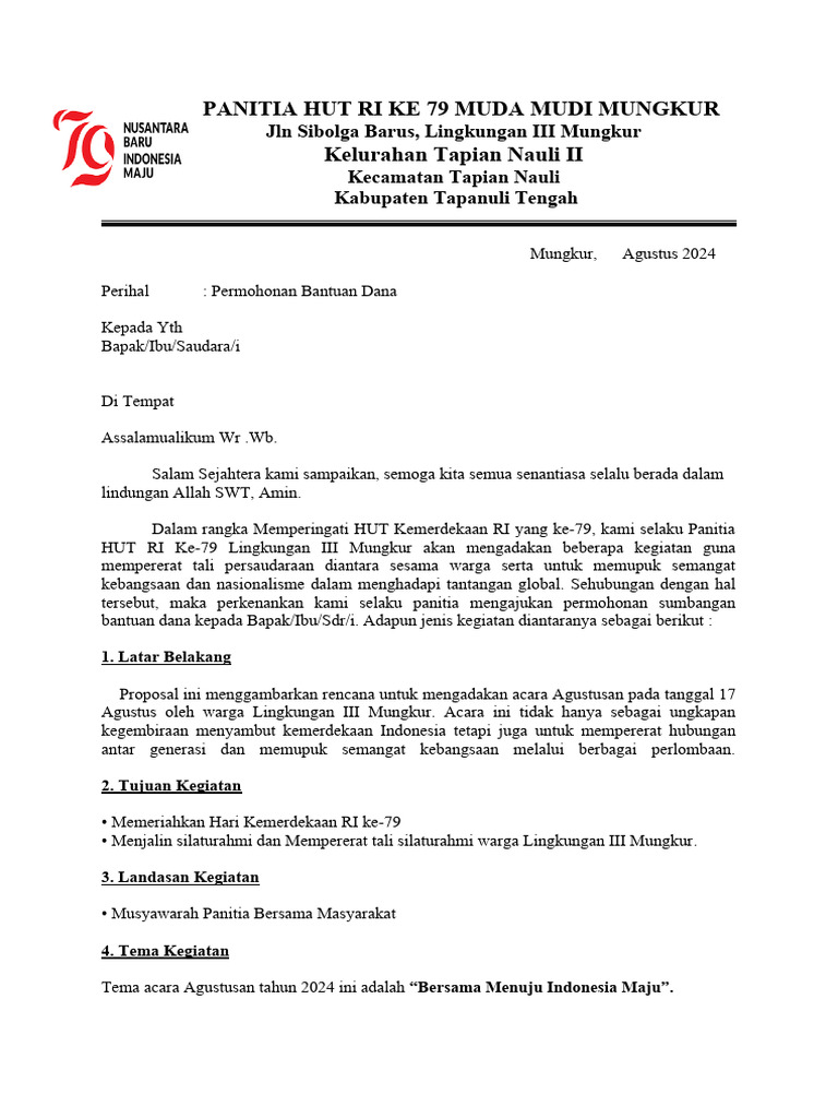 Proposal 17 Agustus 2024 Pengurus Muda Mudi Mungkur-1 | PDF | Memasak ...