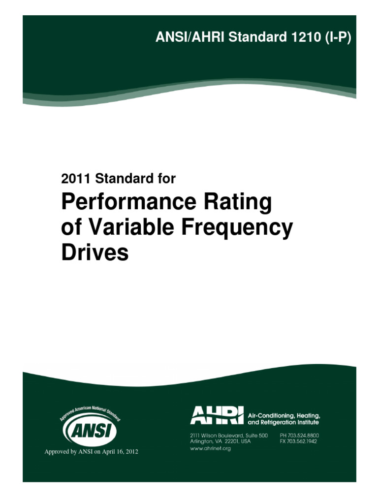ANSIAHRI Standard 1210-2011 (I-P) Performance Rating of Variable ...