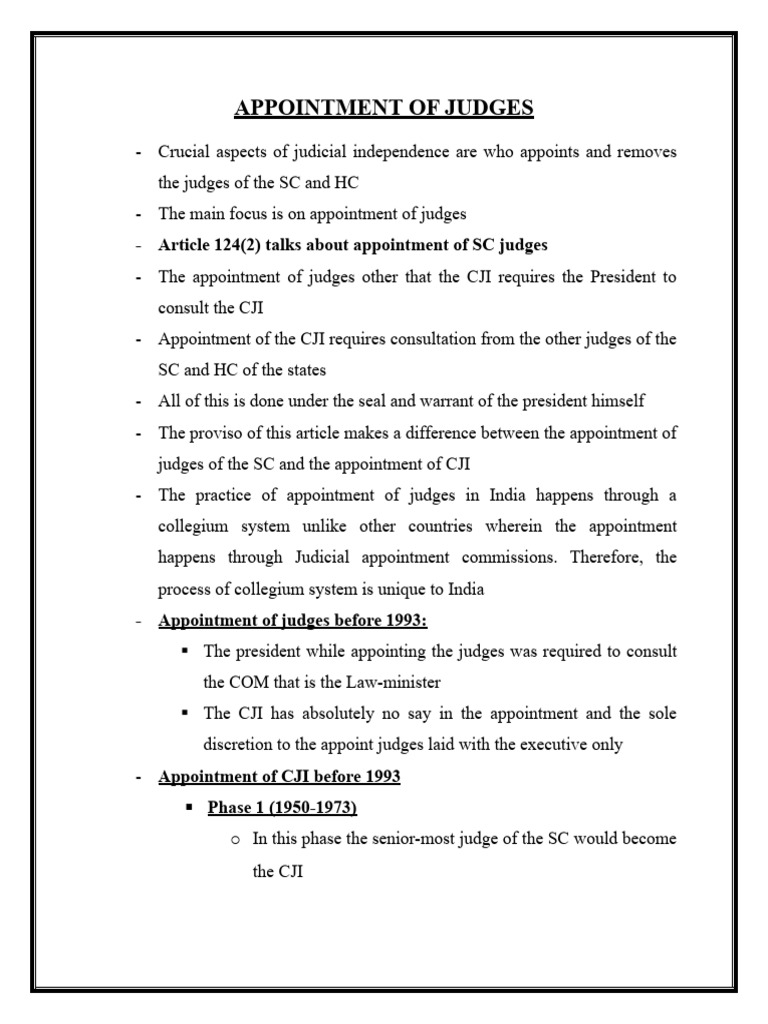 Appointment of Judges Notes | PDF | Public Law | Justice