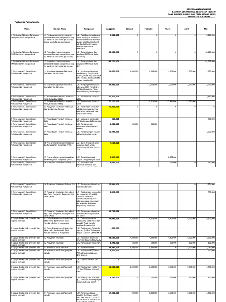 RAB - BOK PKM Plara - Rencana Anggaran Kas | PDF