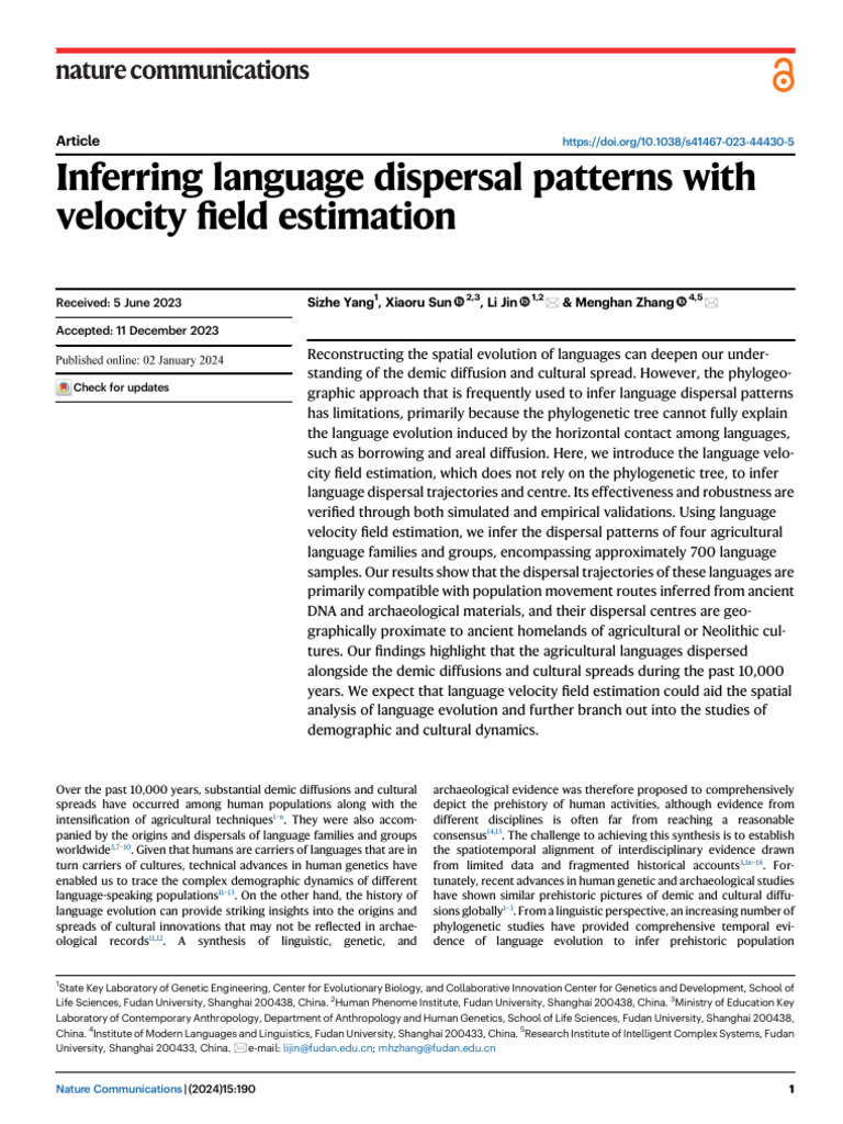 Language Velocity Model | PDF | Phylogenetics | Linguistics